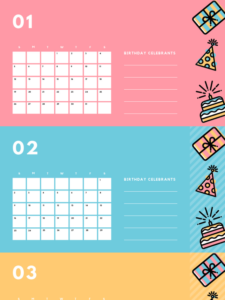 Colourful Birthday Calendar | PDF | Observances