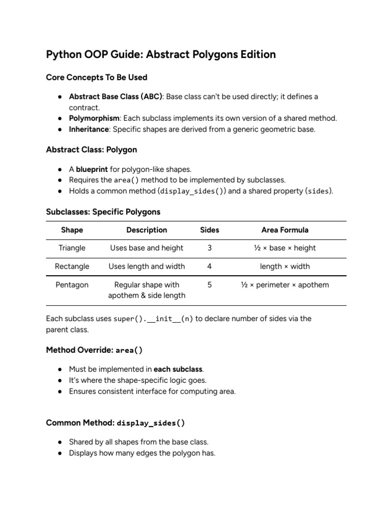 Python OOP Guide Abstract Polygons Edition | PDF