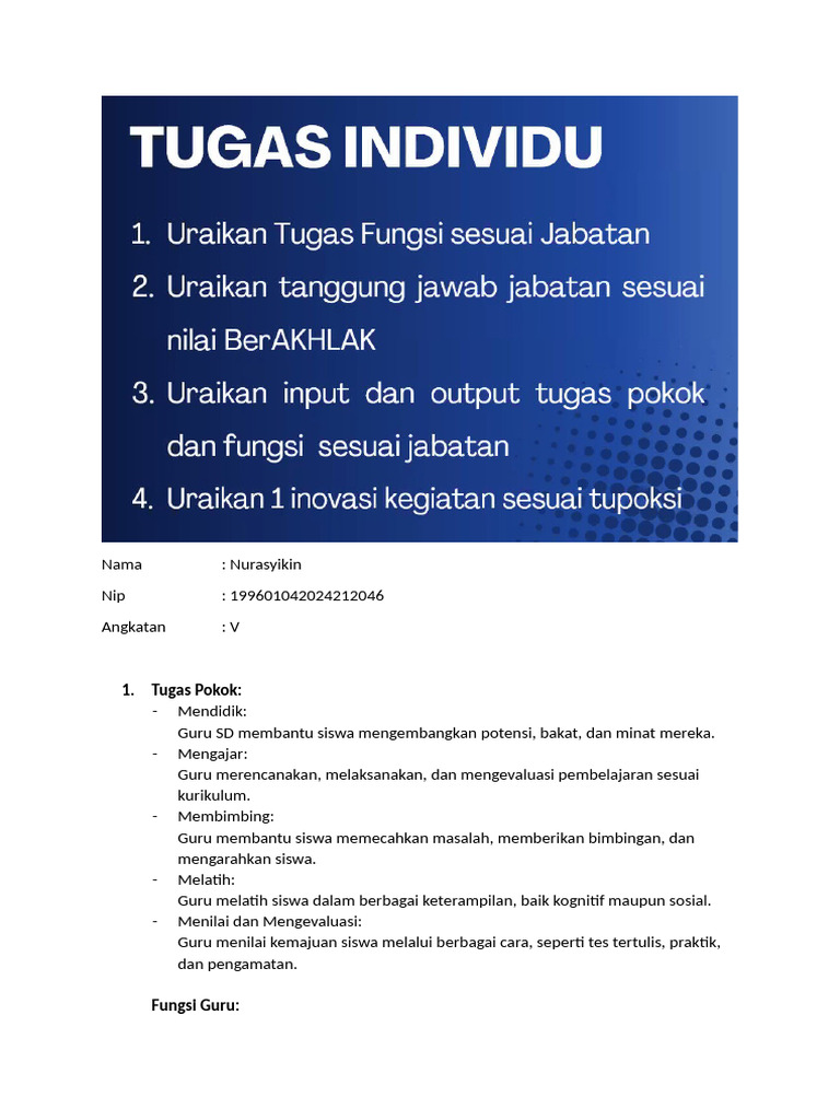 Tugas dan Fungsi Guru SD | PDF