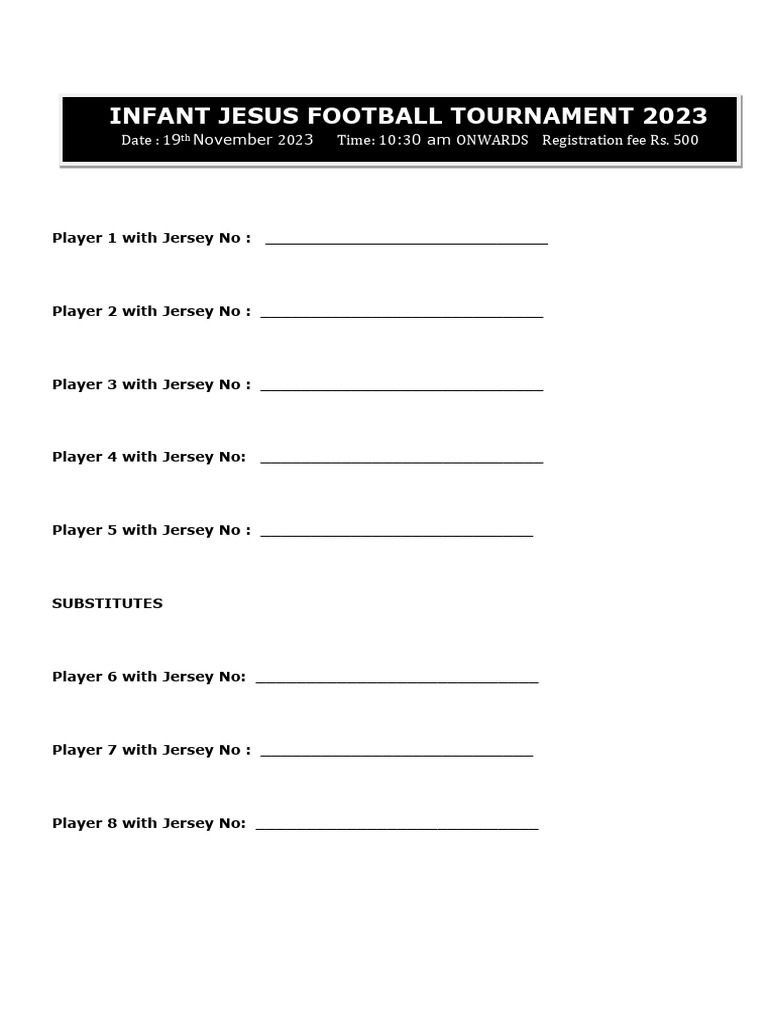 Football Tournament Forms | PDF