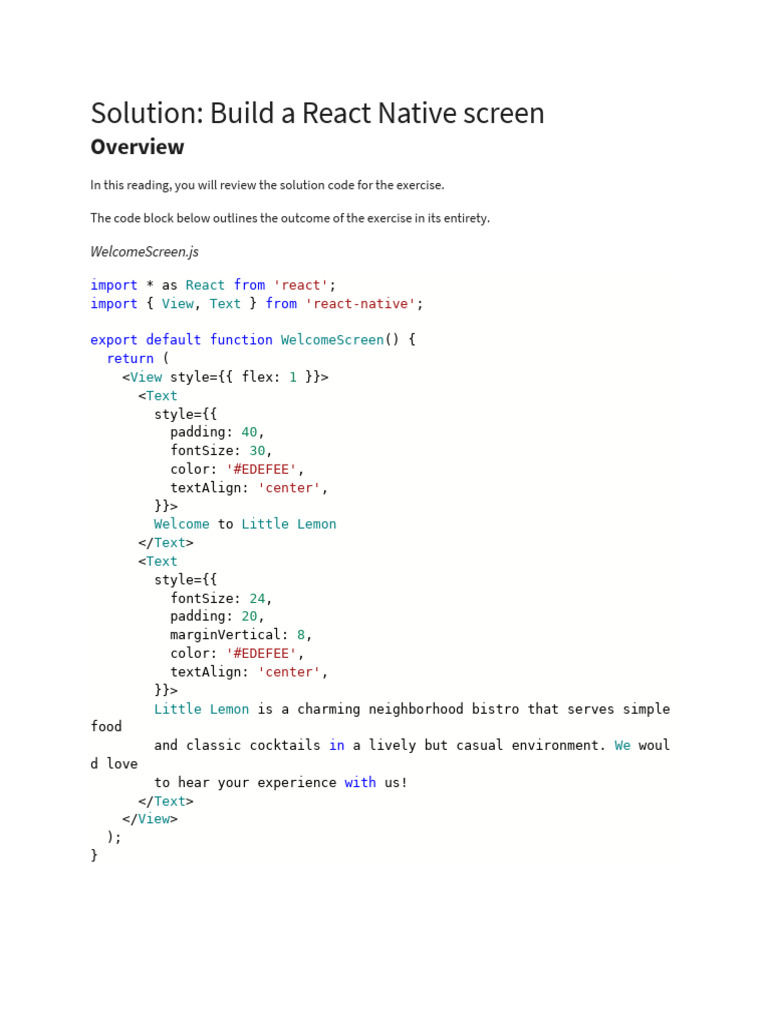5 Exercise Build A React Native Screen Result Pdf Software Computing