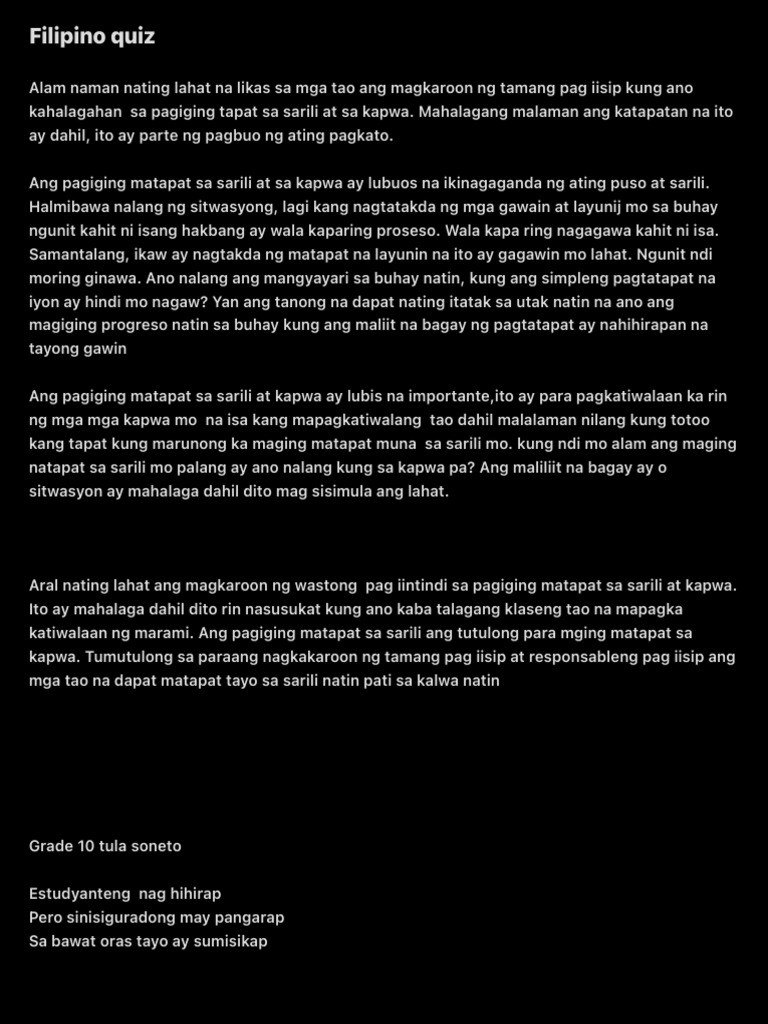 Filipino Quiz | PDF