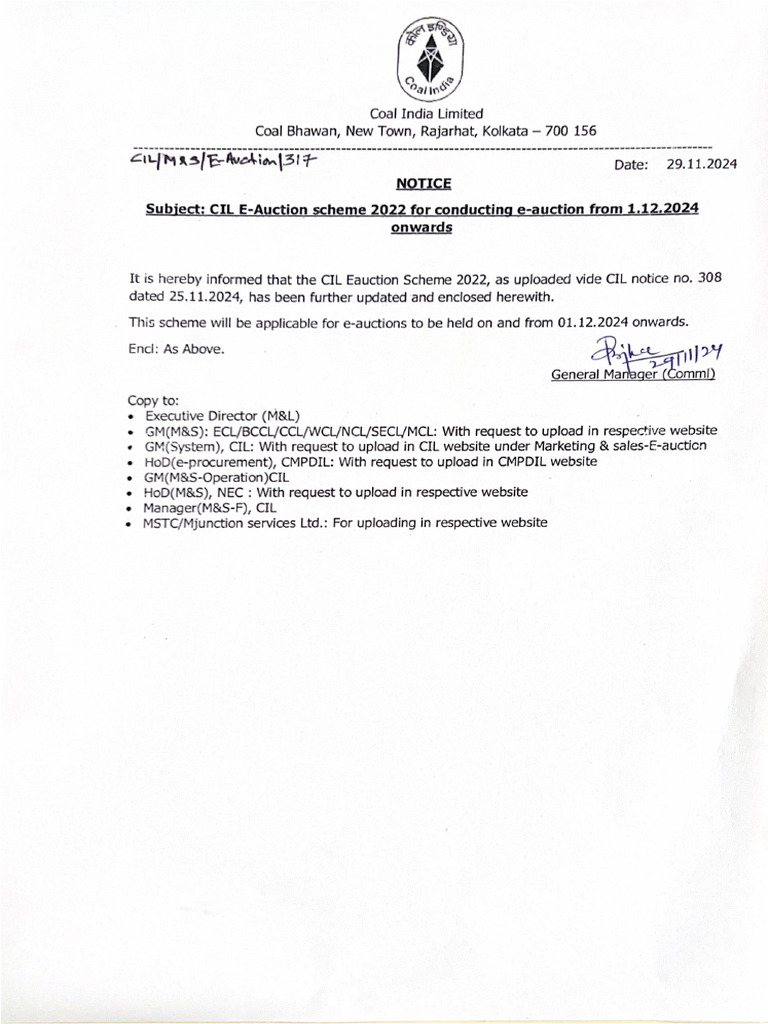 CIL Eauction Scheme 2022 29112024 | PDF | Auction | Taxes
