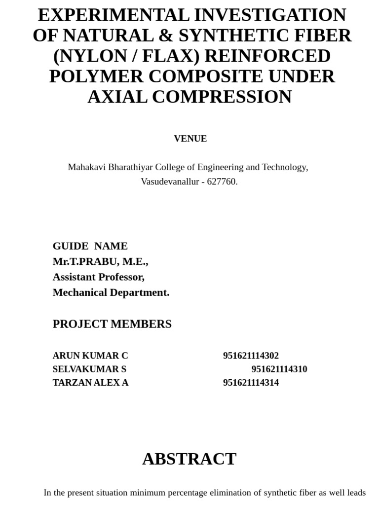 Experimental Investigation of Natural & Synthetic Fiber (Glass Jute ...