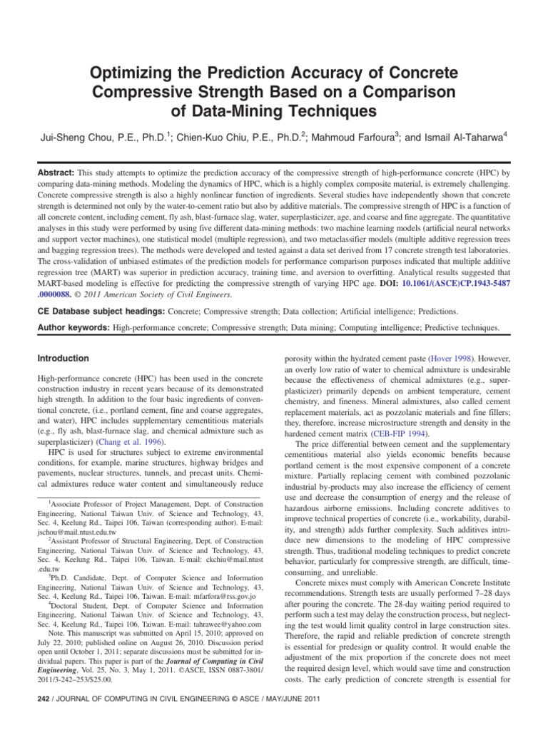 Optimizing the Prediction Accuracy of Concrete Compressive Strength Based on a Comparison of ...