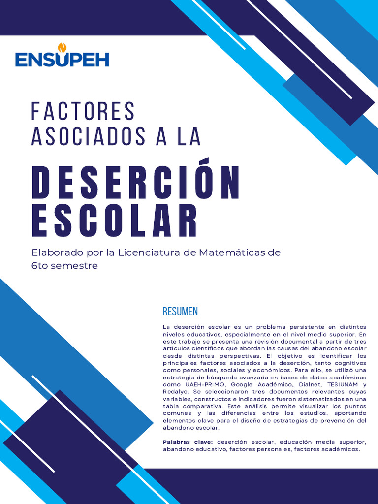 Causas de la Deserción Escolar | PDF | Aprendizaje | Enseñando
