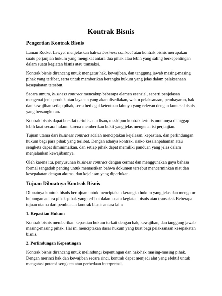 Kontrak Bisnis | PDF