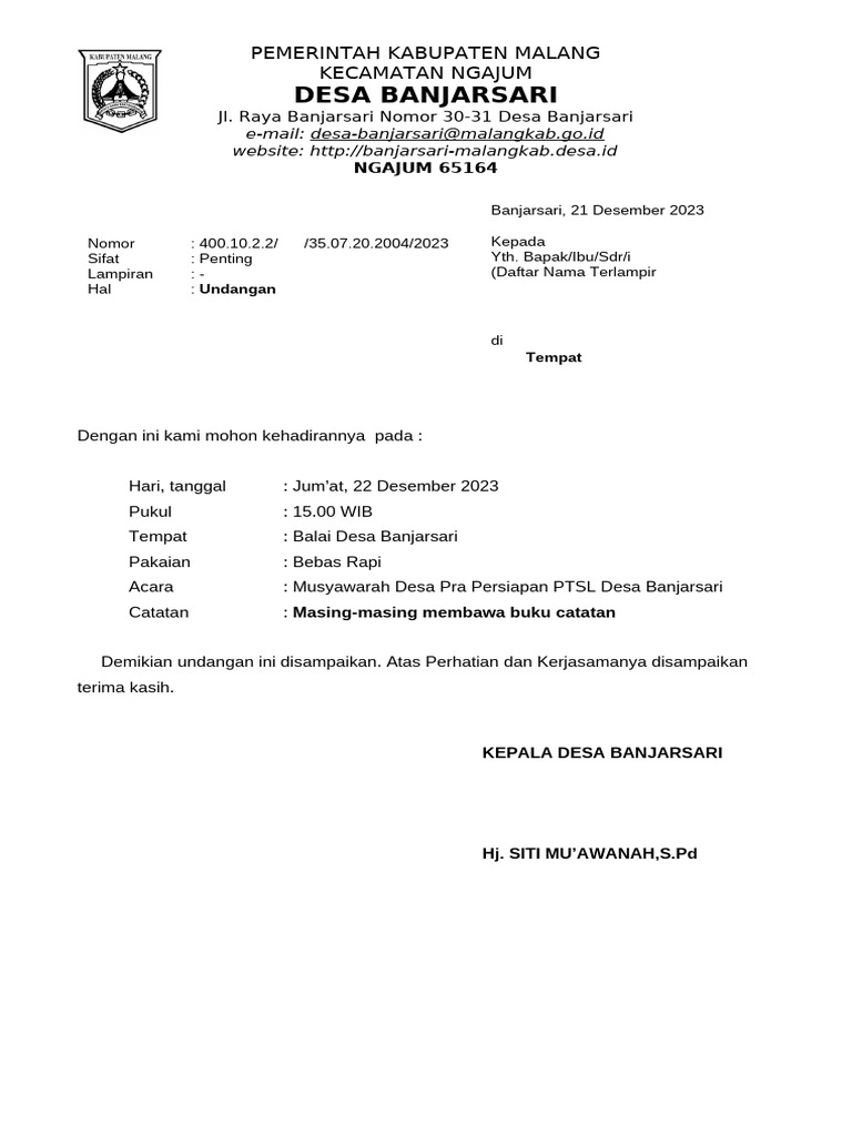 Undangan Musdes Jum'at | PDF