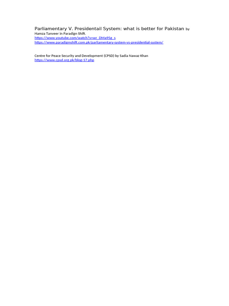 Parliamentary V Presidential System | PDF