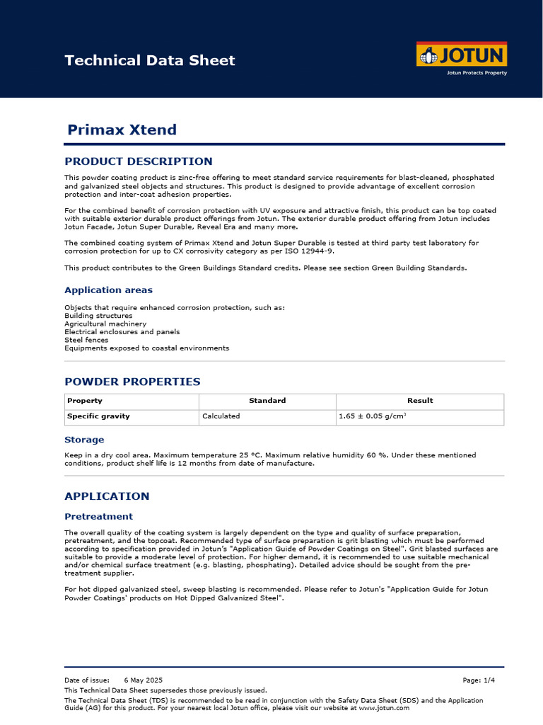 Primax Xtend Powder Coating TDS | PDF | Corrosion | Materials