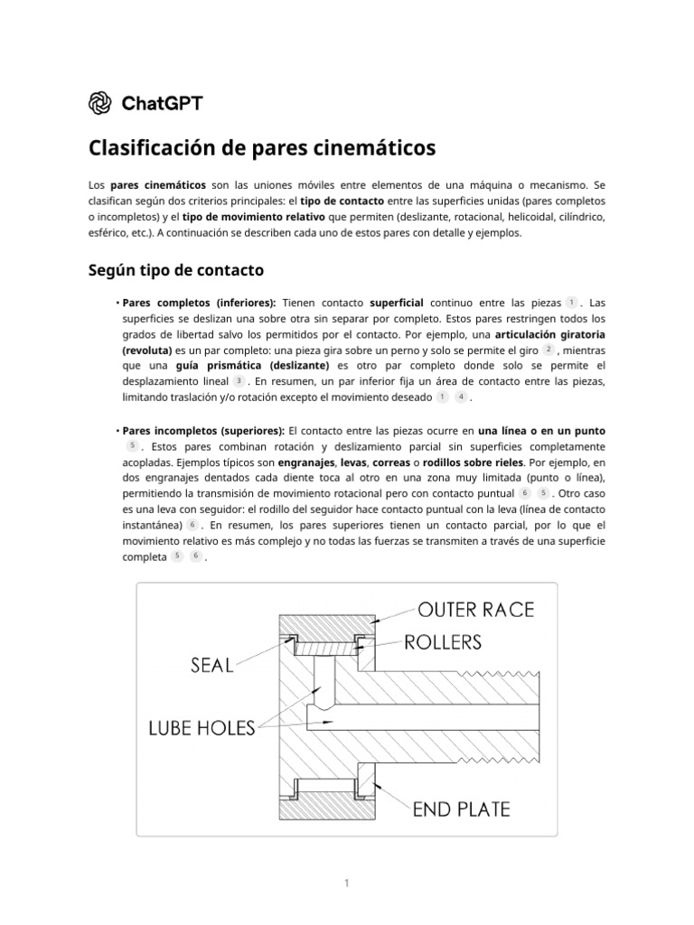Clasificación de pares cinemáticos | PDF | Rotación | Movimiento (física)