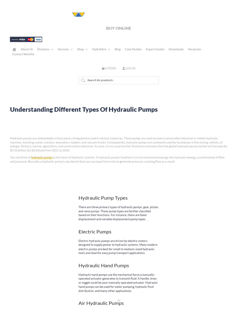 Understanding Different Types Of Hydraulic Pumps - Worlifts | PDF ...