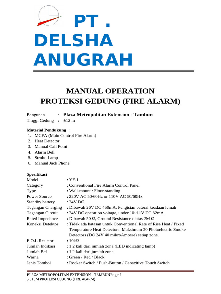 Sistem Fire Alarm Konvensional Tambun | PDF