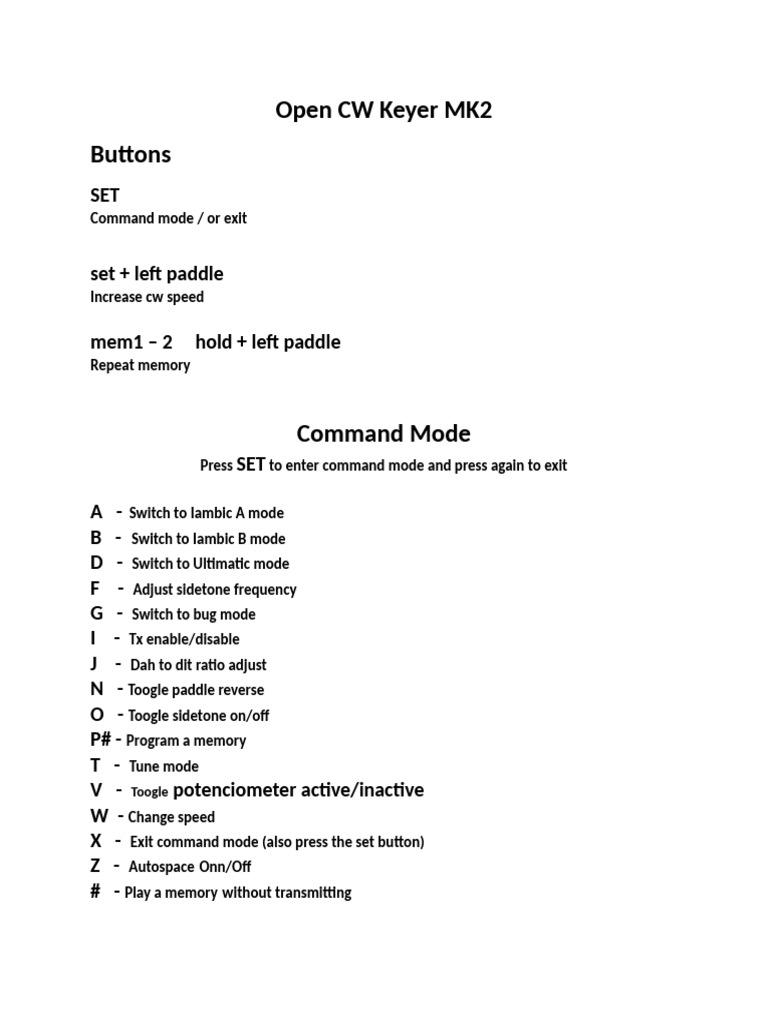 Open CW Keyer Naredbi | PDF