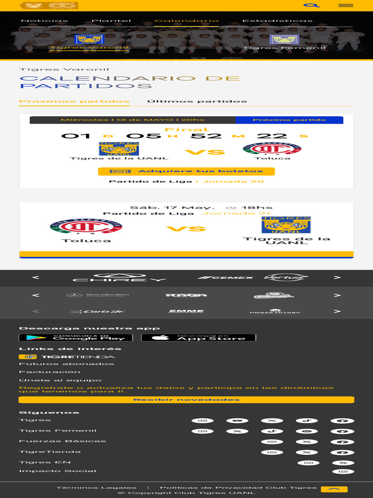 Calendario Tigres - Club Tigres UANL | PDF