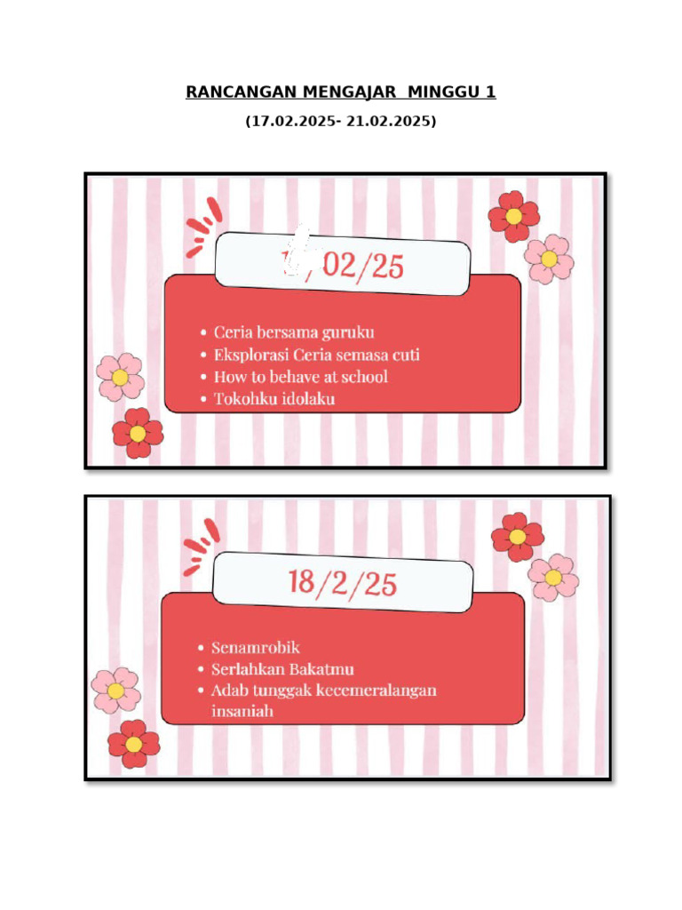 RPH Minggu 1 | PDF