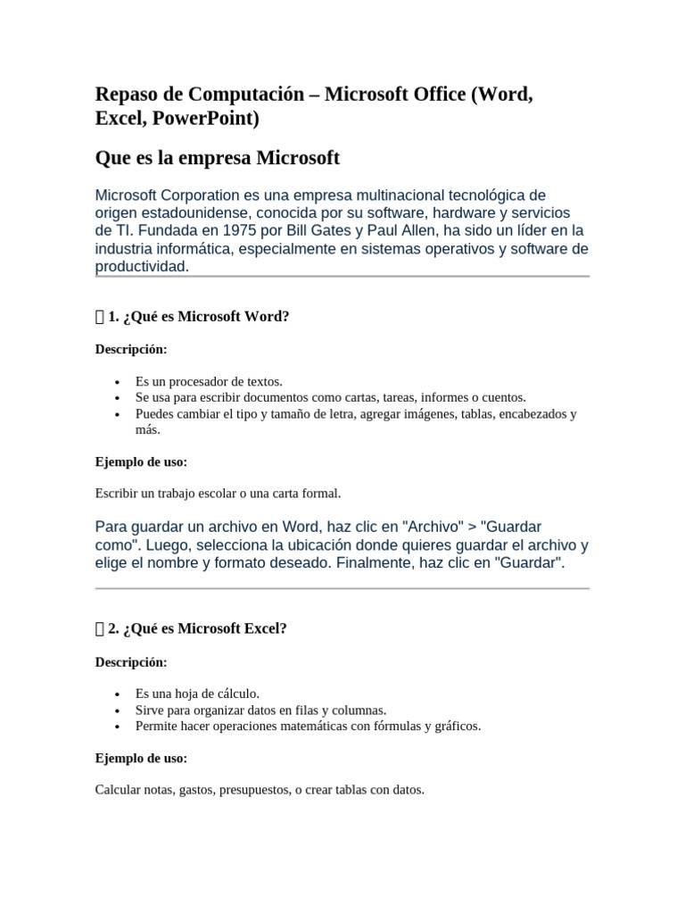 Repaso de Computación Temario 1r0 Basico | PDF | Microsoft Excel | Hoja de cálculo