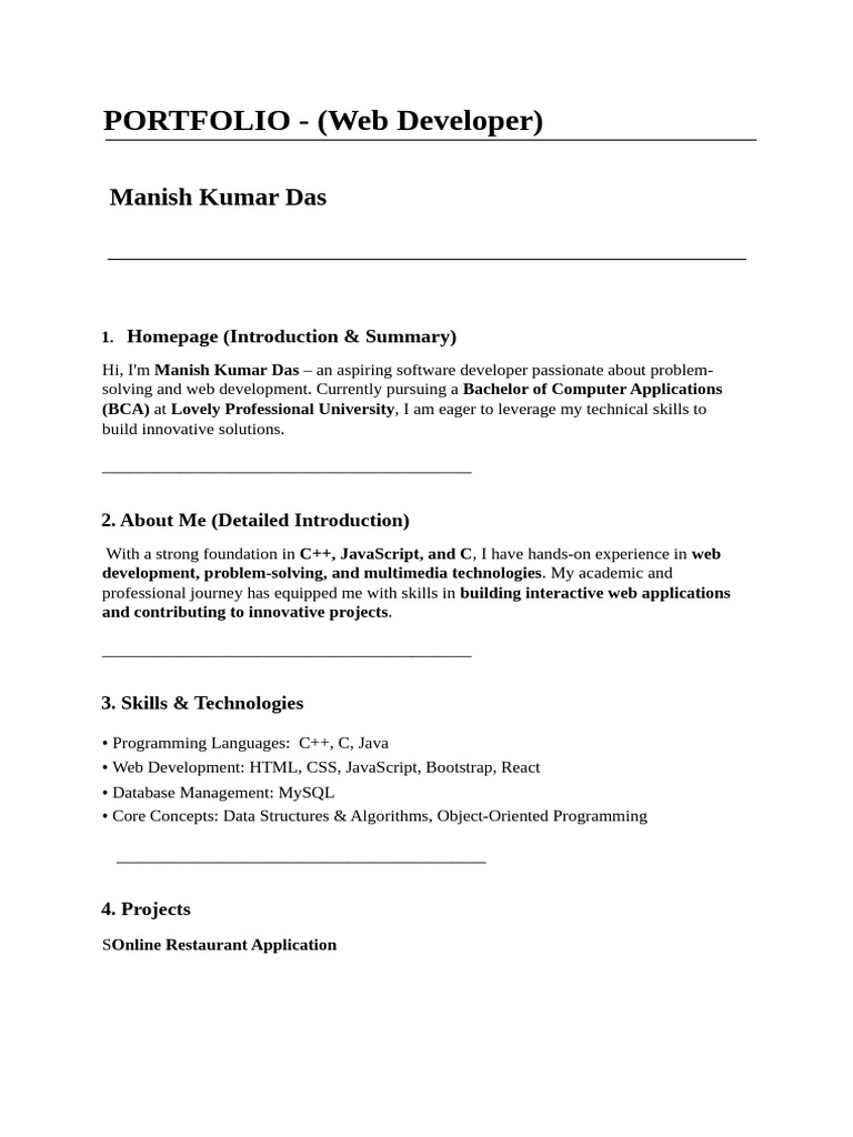 Portfolio Manish | PDF