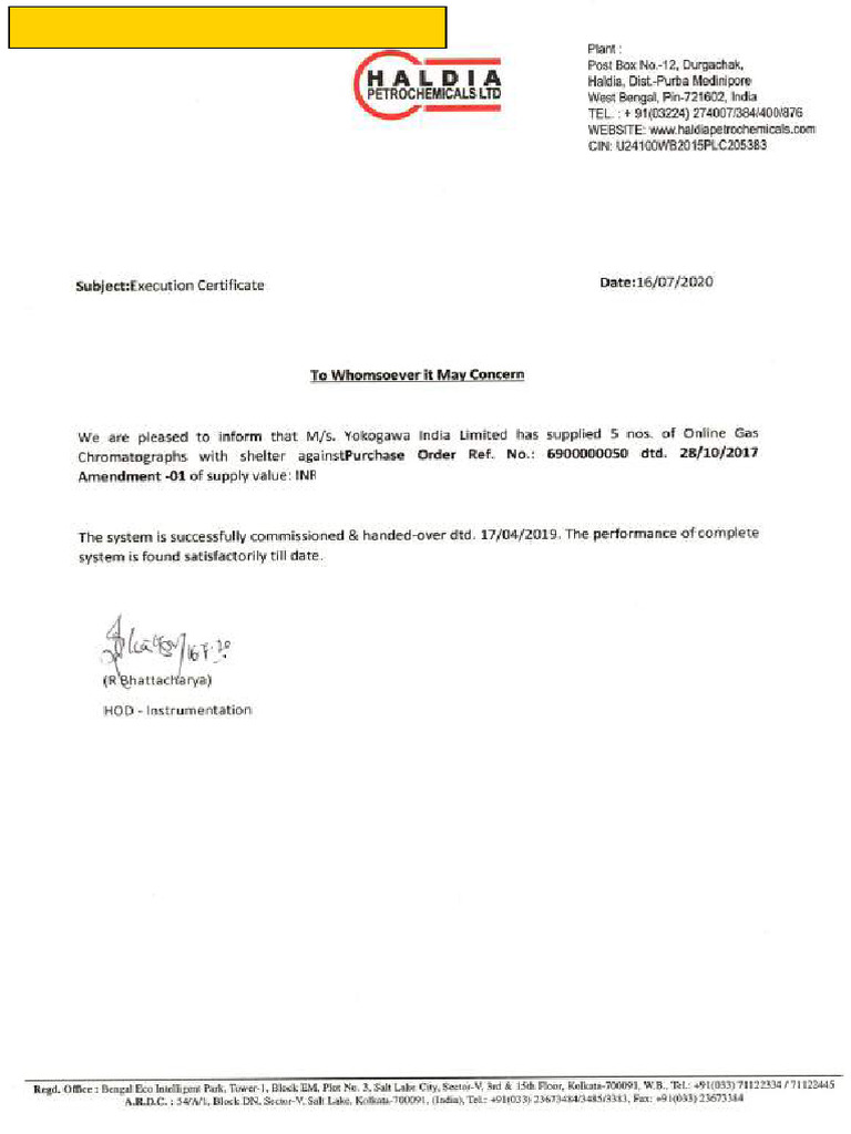 PO Copy and Execution Certificate - HPL - Compressed | PDF