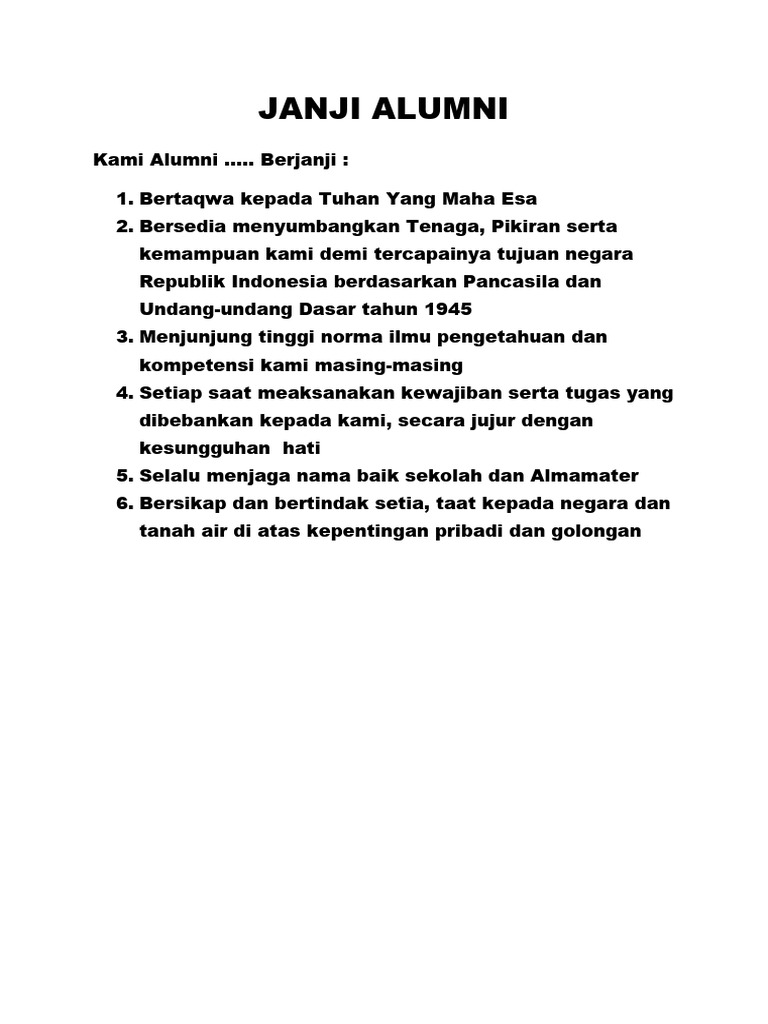 Contoh Janji Alumni | PDF
