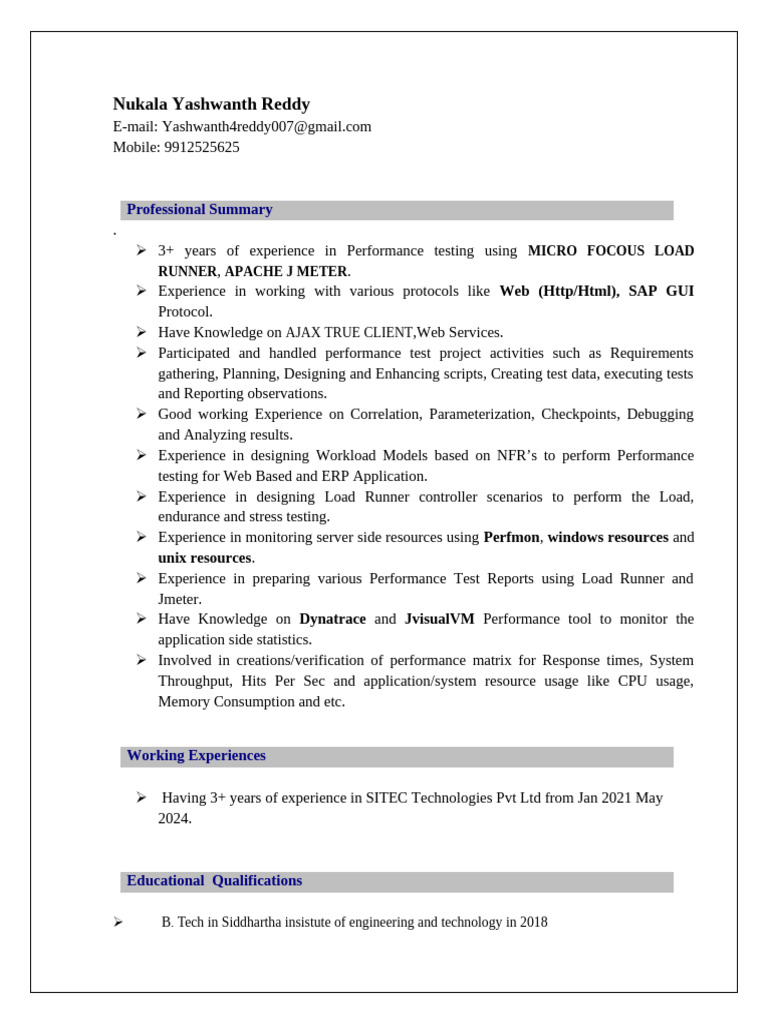 Yashwant Reddy Testing Resume | PDF | Computing | Information Technology