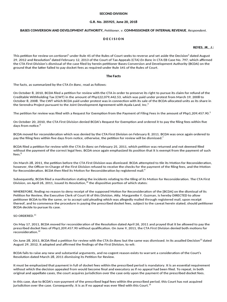 1.bases Conversion and Development Authority v. Commissioner of Internal Revenue, G.R. | PDF ...