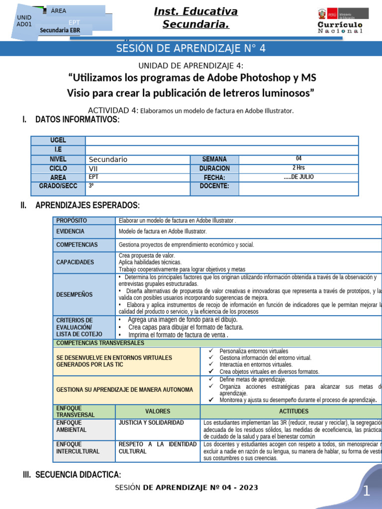 3º Ses Act 4-Ept-U4 | PDF | Aprendizaje