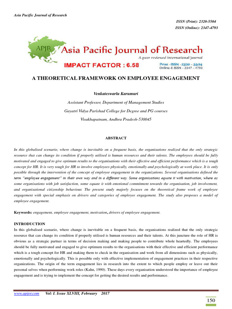Theoretical Framework of Employee Engagement | PDF | Flow (Psychology ...