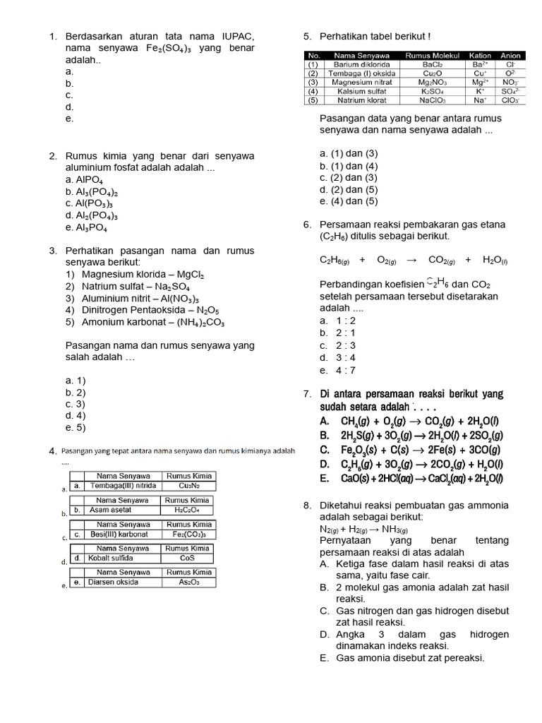 Latihan PAS Kimia X2 | PDF