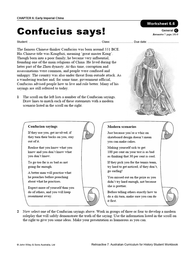 Worksheet - 6.6 Confucius Says | PDF | Confucius | Confucianism