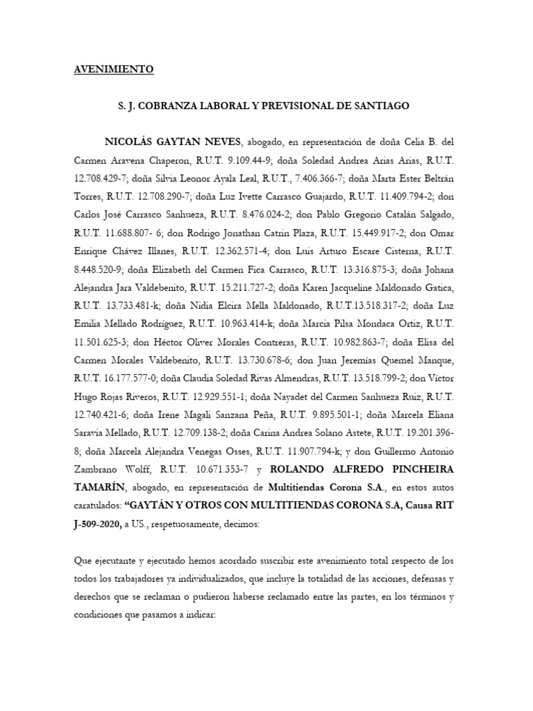 Avenimiento Cobranza | PDF | Bancario | Chile