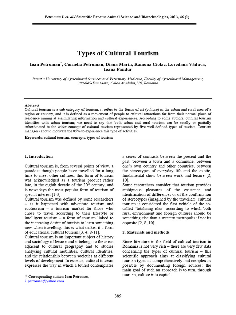 Types of Cultural Tourism Explained | PDF | Tourism