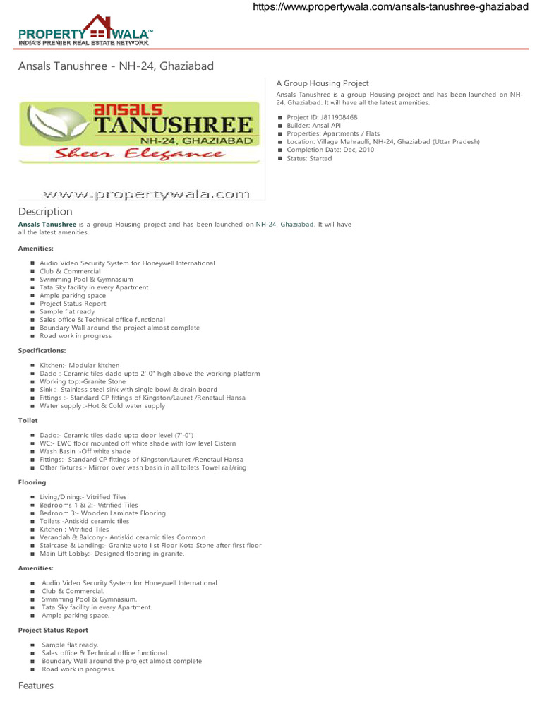 Ansals Tanushree - NH-24, Ghaziabad | PDF | Sink
