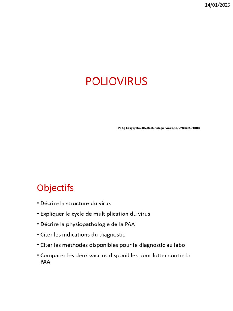Comprendre le poliovirus et la PAA | PDF | Virus | Sciences de la santé