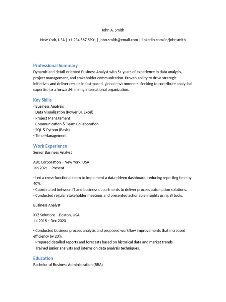 Universal CV Format | PDF