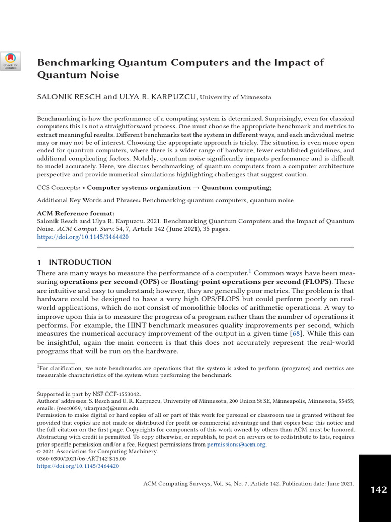 1Review-Benchmarking Quantum Computers and The Impact of Quantum Noise ...