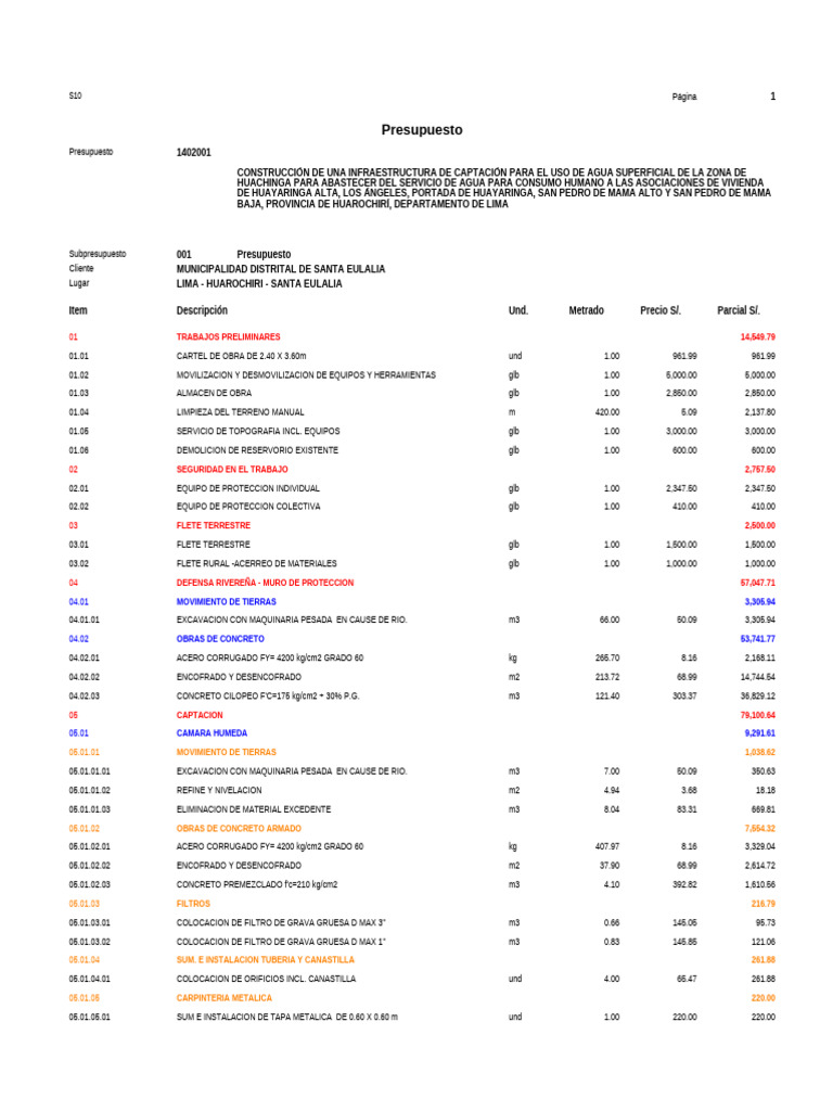 Presupuestocliente | PDF | Ingeniería estructural | Plomería