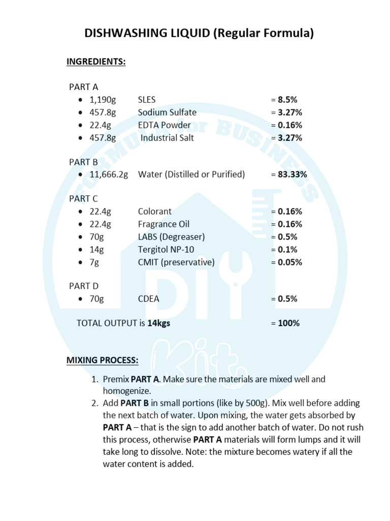 Dishwashing Liquid (Regular Formula) - 2 | PDF