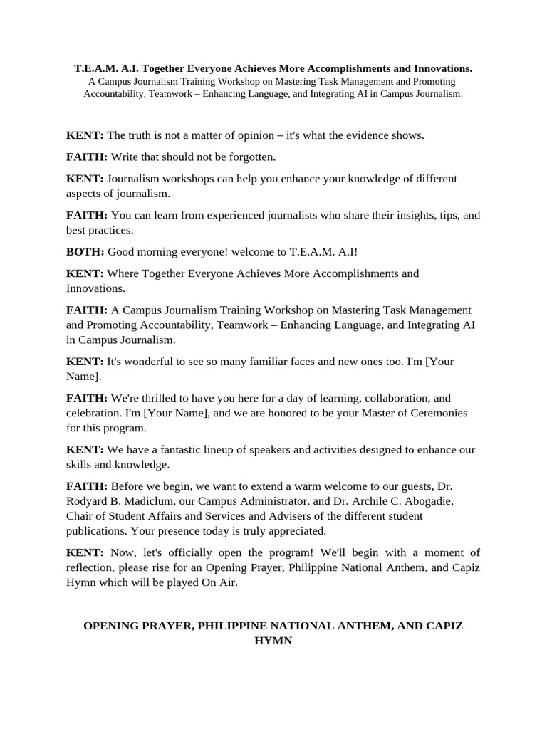 Team Ai Training Workshop Script | PDF | Cognition | Learning