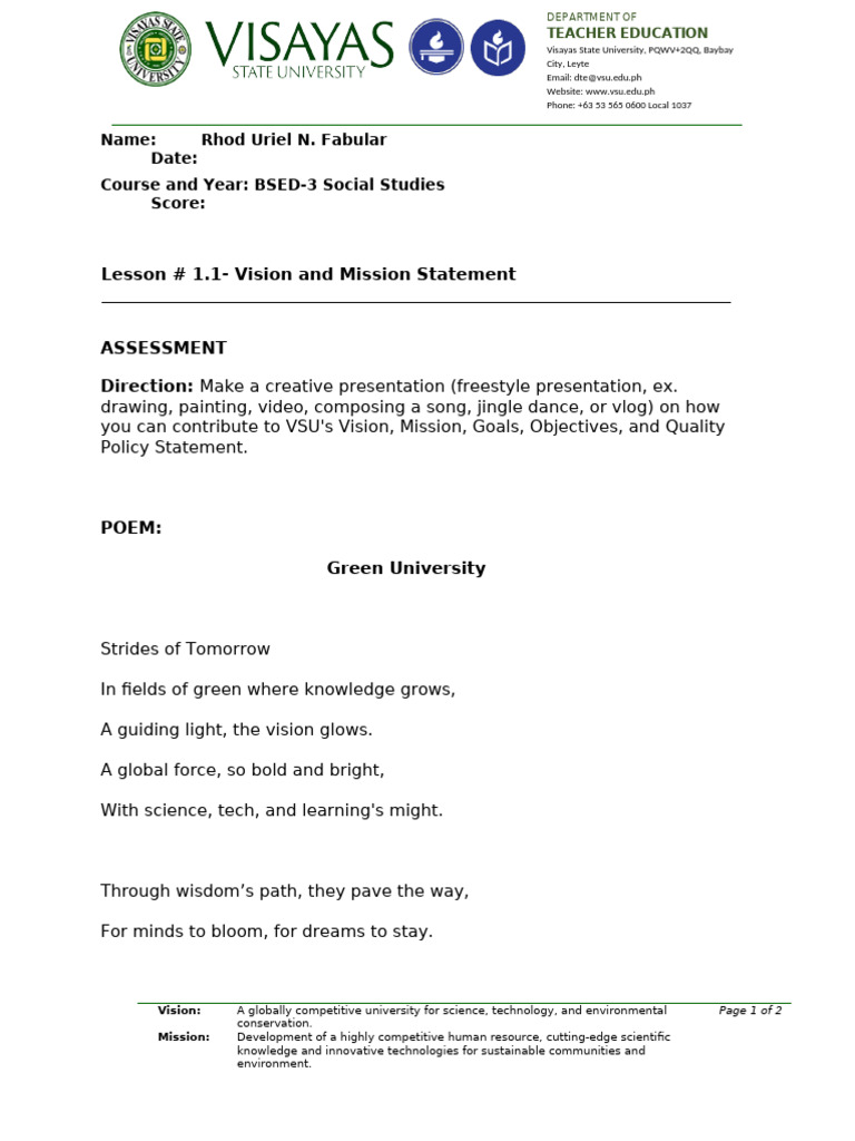 Module 1 - Lesson 1.1 Poem | PDF