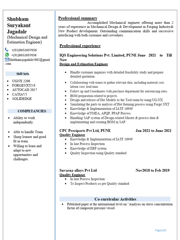 Shubham Jagadale Resume 5 | PDF