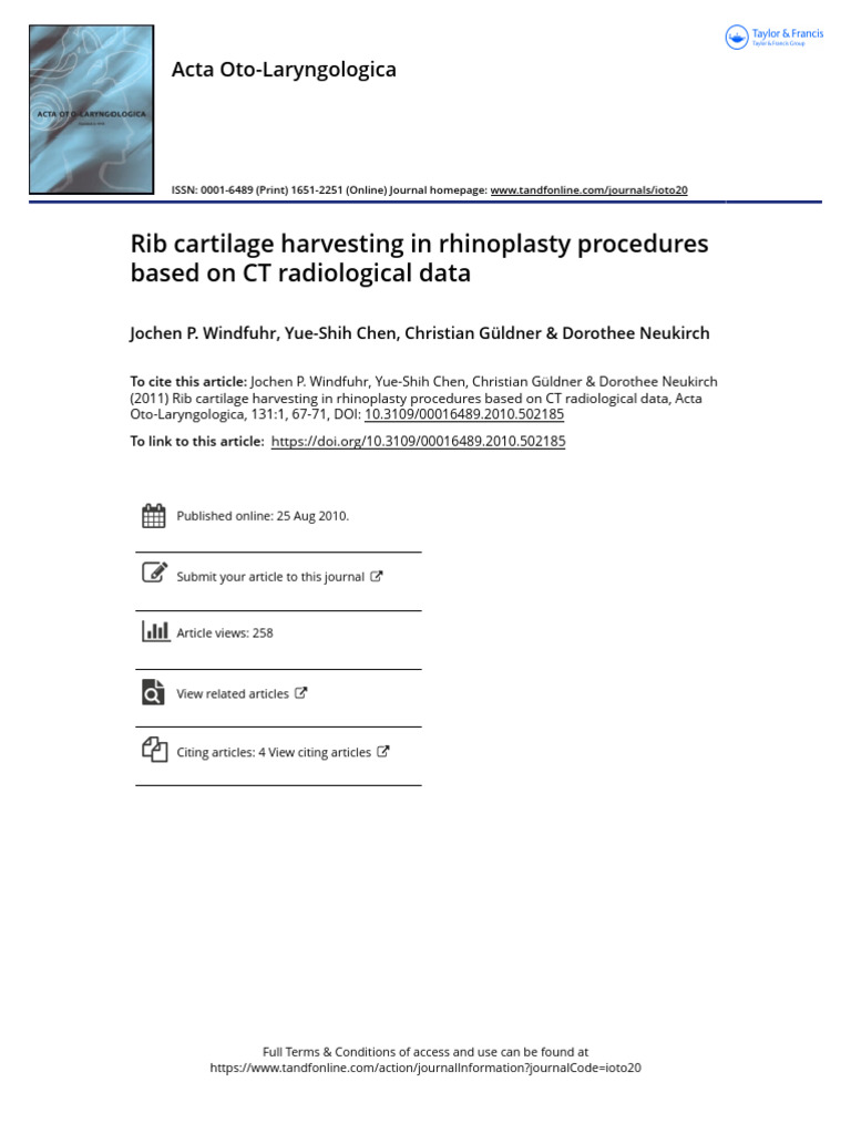 Rib Cartilage Harvesting in Rhinoplasty Procedures Based On CT ...