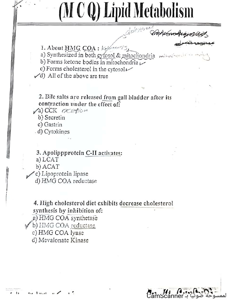 MCQ Lipid القرقوري | PDF