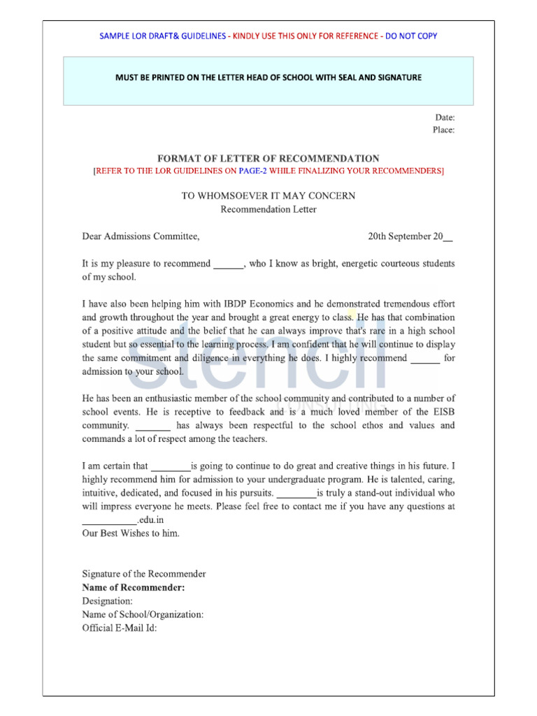 LOR Sample 2 | PDF