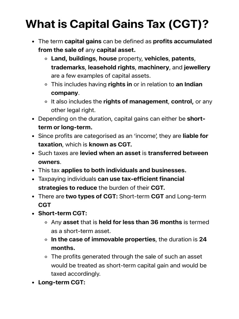 Understanding Capital Gains Tax (CGT) | PDF