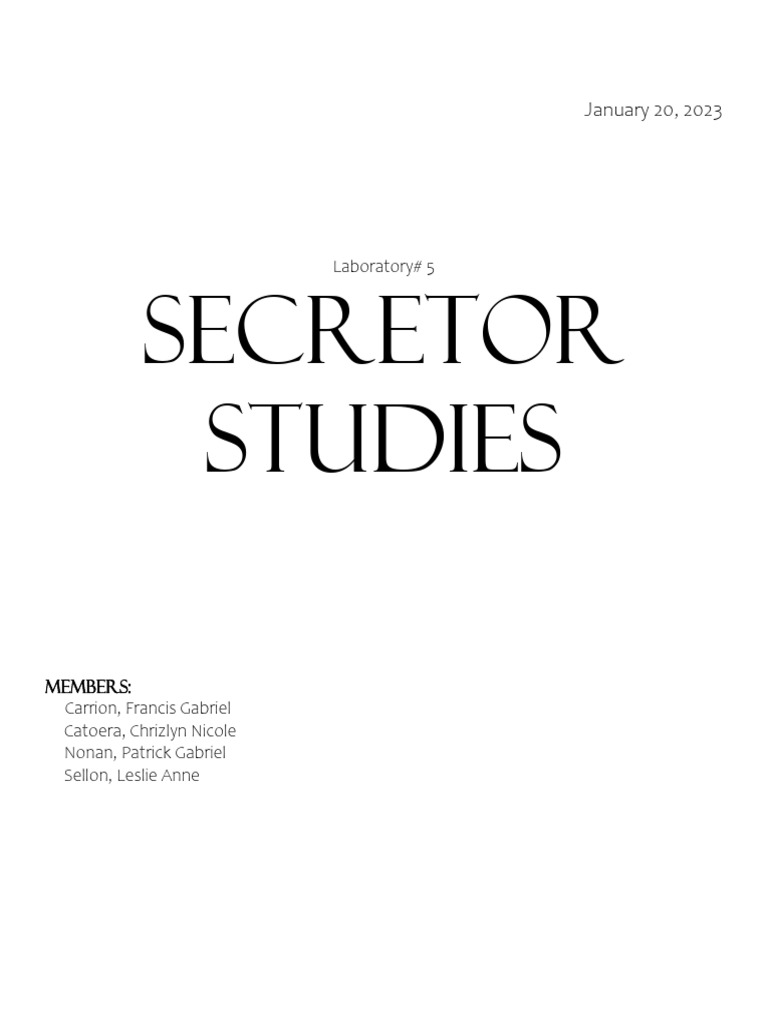 Laboratory 5 - Secretor Studies | PDF
