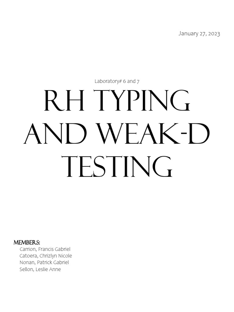 Laboratory 6_Rh Typing & Laboratory 7_Weak-D Testing | PDF