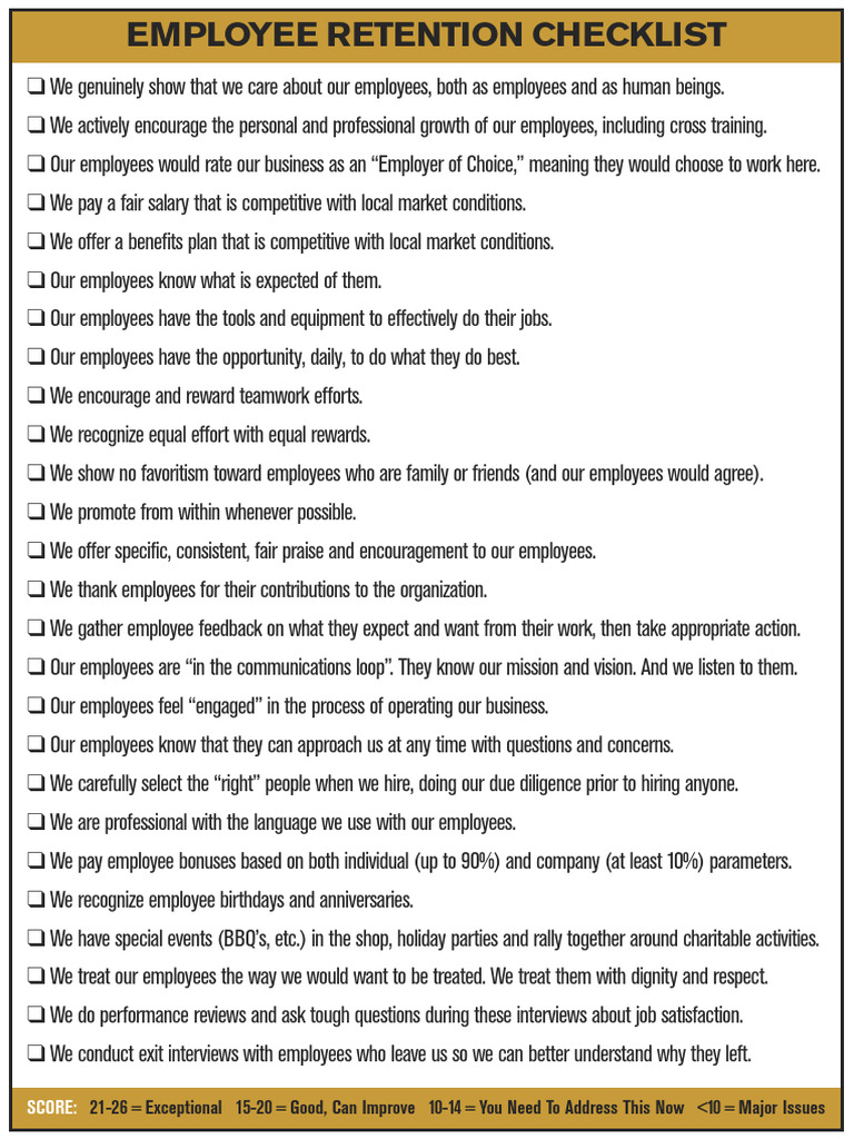 Employee Retention Checklist | PDF