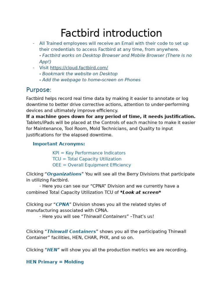 Factbird Cloud Application User Manualj | PDF | Performance Indicator ...