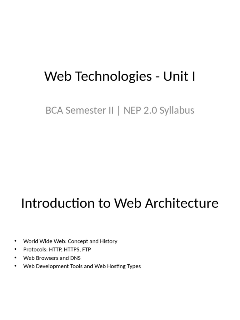 Web Technologies Unit1 Interactive | PDF